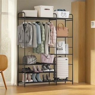 Garment Rack w/Shelves for Hanging Clothes,Free-Standing Clothes Rack ...