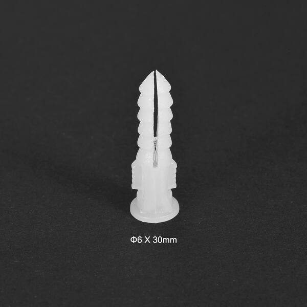 6x30mm Plastic Expansion Tube Bolts Column Frame Fixings White 75pcs ...