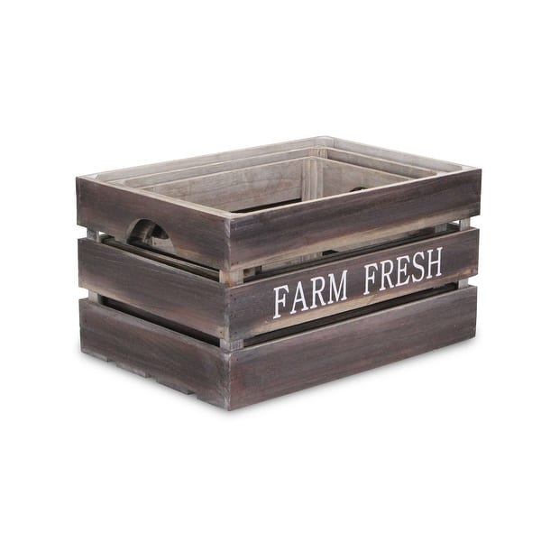 Brown Wood Farm Fresh Labeled Crates (Set of 3) - Bed Bath & Beyond ...