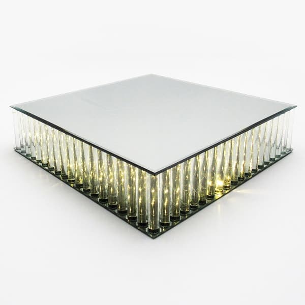 Square Mirror LED Fairy Light Up Glass Columns Cake Stand Dessert ...