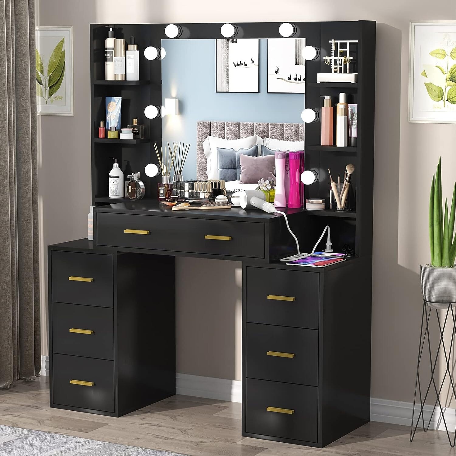 grey floating dressing table