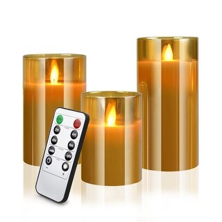 7.5cm/2.8" Glass Swing Candle 48-Piece Set With Remote Control Brown ...