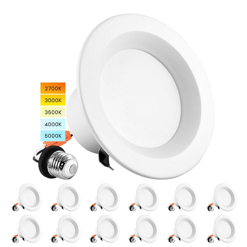 Luxrite 4" LED Recessed Lighting, Color Temperature Selectable 2700K ...
