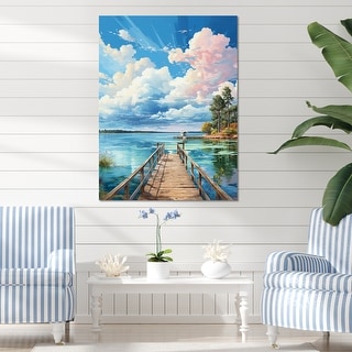 Designart "Pier And Dock Tranquil II" Coastal Pier Canvas Wall Art ...