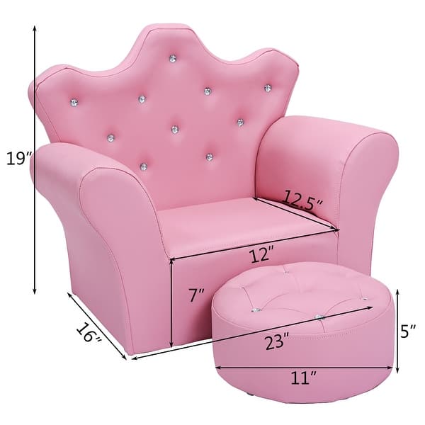 Kids Sofa PVC Leather Princess Sofa with Embedded Crystal - Bed Bath ...