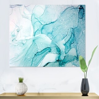 Designart "Turquoise Ink Universe" Modern Canvas Wall Art Print - Bed ...