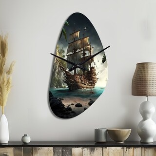 Pirate Boat On The Ocean - Coastal Boat Wall Clock in Fall Shape ...