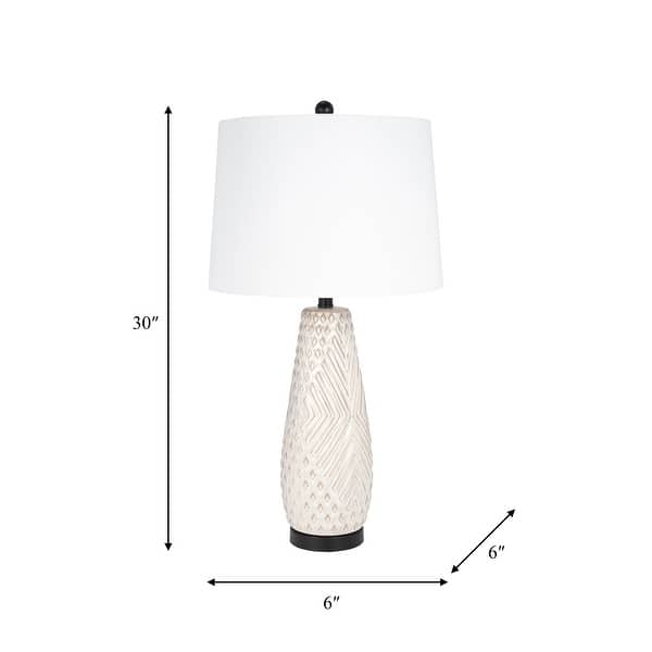 Sagebrook Home Neutral Ceramic 30" Textured Table Lamp, Ivory, Cylinder ...