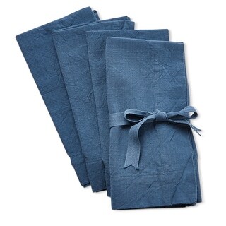 Threads Slub Navy Blue Cotton Napkin Set Of 4, 2.0" Hem - 20 x 20 - Bed ...