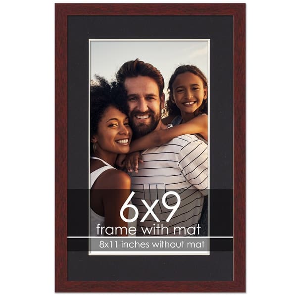 6x9 Frame with Mat - Brown 8x11 Frame Wood Made to Display Print or ...