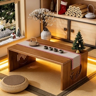 Foldable Bamboo Floor Coffee Table, Portable and Easy Storage, No ...