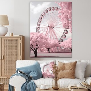 Designart "Pink Ferris Wheel Magical Spin I" Amusement Parks Wall Art ...