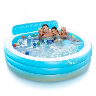 Inflatable Pool, Family Lounge Swimming Pool with Seat for Kids Aldult ...