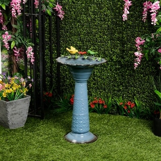 Alpine Corporation ORS112BL Vintage Metal Pedestal Birdbath with Stand ...