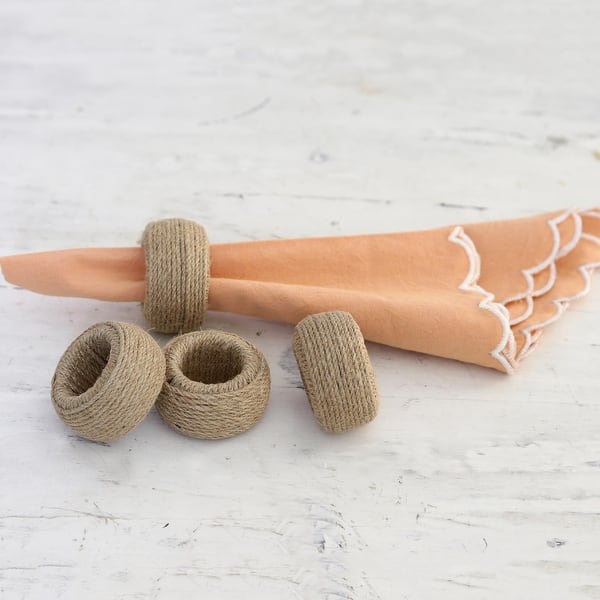 Novica Handmade Natural Loops Natural Fiber Napkin Rings (Set Of 4 ...