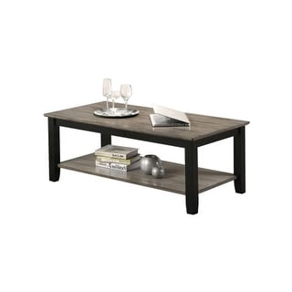 Dark brown coffee table solid wood open shelf table - Bed Bath & Beyond ...