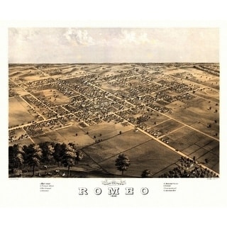 Vintage Map Of Romeo Michigan 1868 Macomb County Poster Print (24 X 36 ...