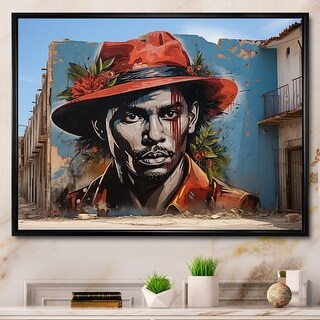 Designart "Cuban Man Street Art" Modern Framed Wall Art Prints - Bed ...