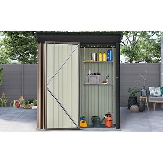 5 ft. W x 3 ft. L Metal Lean-to Storage Shed with Adjustable Shelf and ...