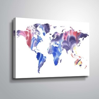 Blue & Purple world map by Irina Sztukowski Gallery Wrapped Canvas ...