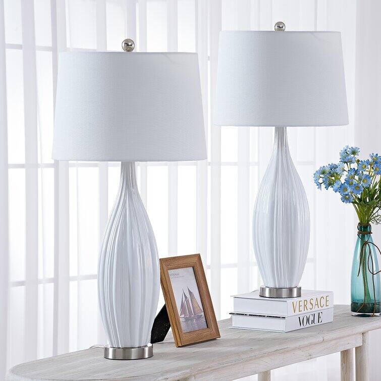 Maxax 31" Standard White Porcelain Table Lamp Set (Set Of 2) (Set of 2 ...