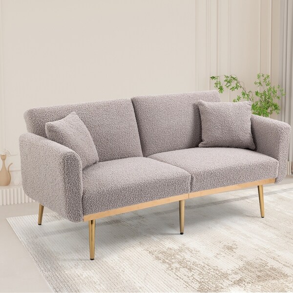 Compact Loveseat Sofa with Metal Legs 2 Seater Deep Sofa Grey Teddy Bed Bath Beyond 41625373