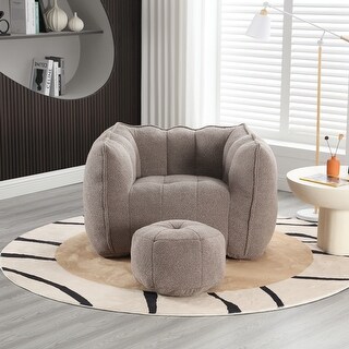 Square Lazy Sofa Bean Bag Chair with High Resilient Foam and Footstool ...