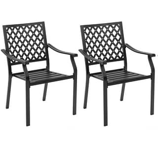Gymax 2PCS Stackable Patio Dining Chairs Outdoor Metal Bistro Chairs ...