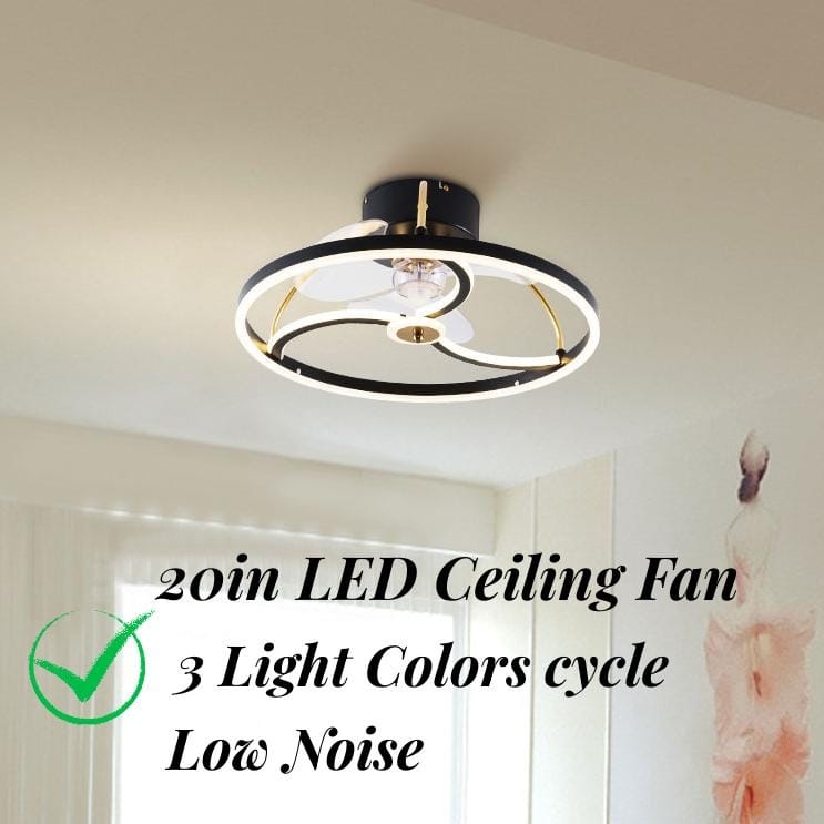 Low Profile Enclosed Ceiling Fan LED Light 3 Light Timing Function - 20 ...