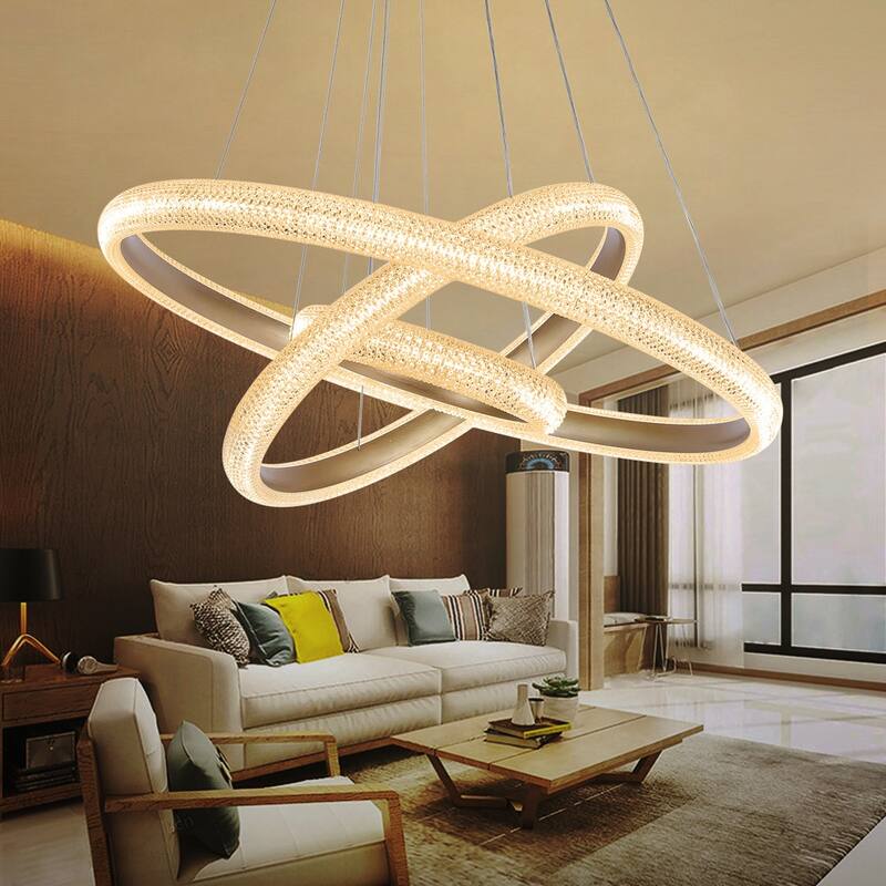 Moden Gold 3-Ring Exquisite LED Pendant Light Fixture - Bed Bath ...
