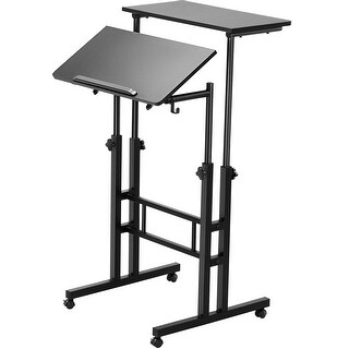 Black Sit-Stand Mobile Standing Desk with 40LBS Capacity, Adjustable ...