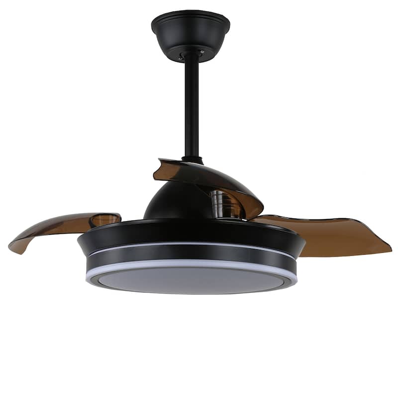 Cusp Barn 36 Inch Retractable Ceiling Fan with Lights and Remote Modern ...