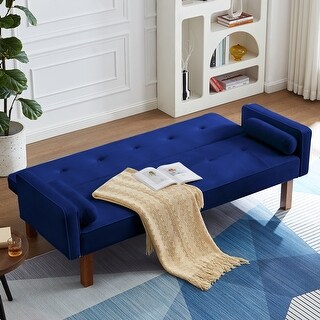 Blue/Velvet Futon Sleeper Loveseat Multi-angle Backrest Reclining Sofa ...