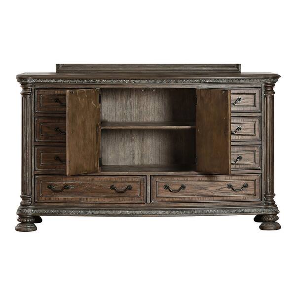 Brez Transitional Natural 56-inch Wide Double-Door 8-Drawer Wood ...