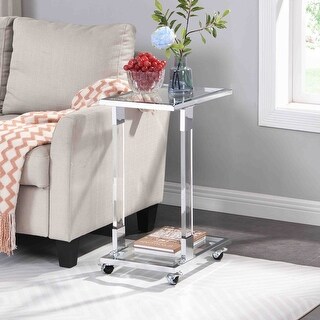 Chrome Glass Side Table, Acrylic End Table, Glass Top C Shape Square ...