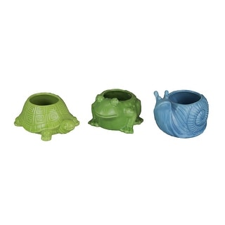 Garden Critters Turtle Frog And Snail Ceramic Mini Planters (Set Of 3 ...