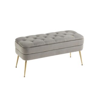 Elegant storage bench Gray storage ottoman Velvet entry way benches ...