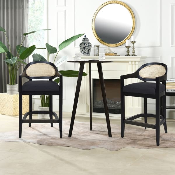 Americana Mid-Century Modern 27 inches Cane Back Counter Stool - Bed ...