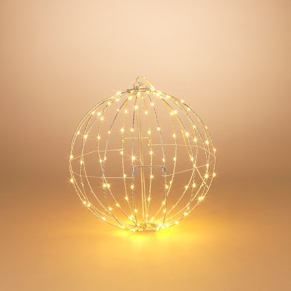 Whimsical Illuminated Metal Sphere with Warm White Micro LEDs - Bed ...