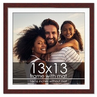 13x13 Frame with Mat - Brown 16x16 Frame Wood Made to Display Print or ...