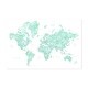 Mint Watercolor World Map with Cities Maps Pastels Art Print/Poster ...