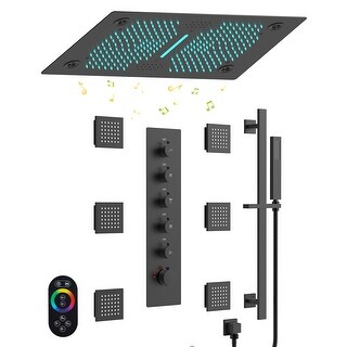 Dual Heads 16" Rainfall & 6" High Pressure Thermostatic Shower System ...