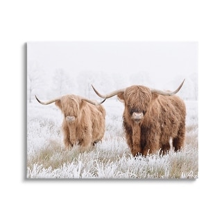 Stupell Longhorn Cows in Snow Canvas Wall Art Design by Krista Broadway ...