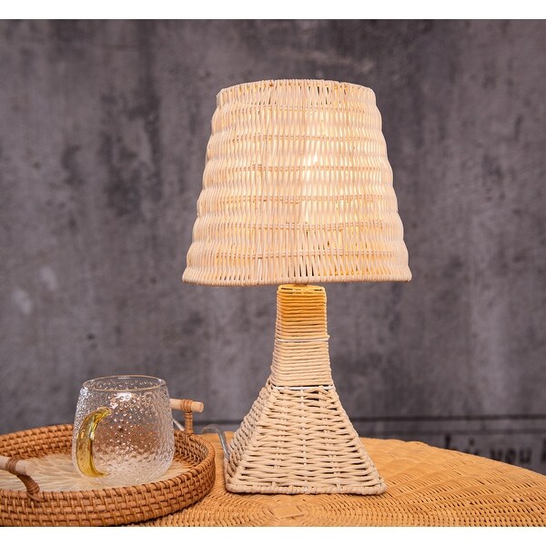 SAFAVIEH Lighting Juana Tropical Coastal Boho Rattan 22-inch Table Lamp ...