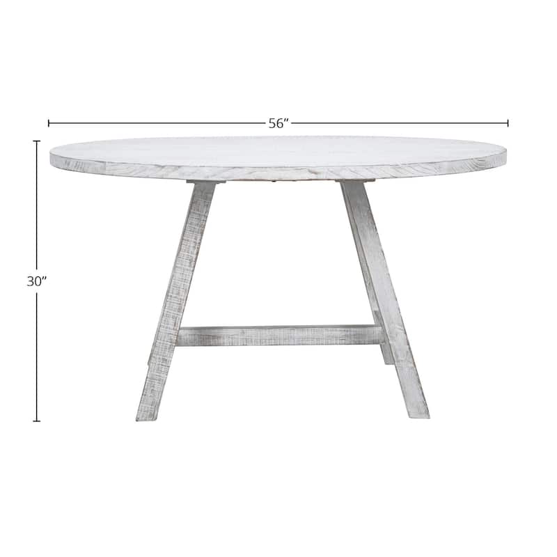 Cape 56-inch Diameter Round Dining Table with 4 Leg Trestle Base, White ...