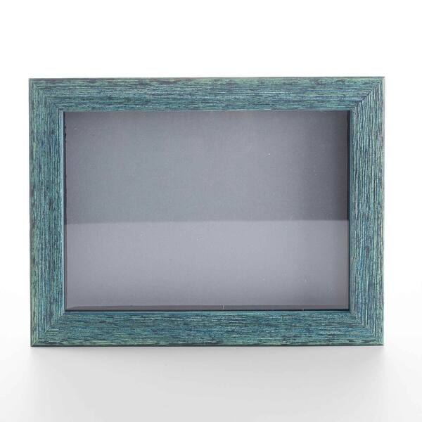 Rustic Blue 24x36 Wood Shadow Box with Grey Acid-Free Backing - With 5/ ...