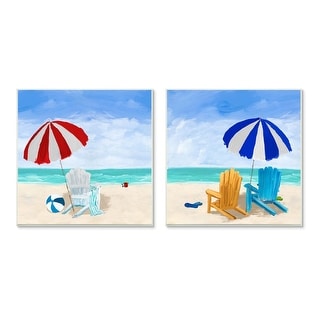 Stupell Beach Chairs at Shore Summer Nautical Scene 2pc Multi Piece ...