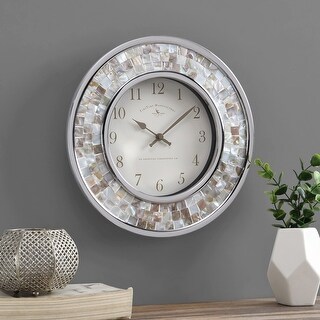 Pearl Mosaic Wall Clock, 10.25", Beach Stone for Home, Office - Bed ...