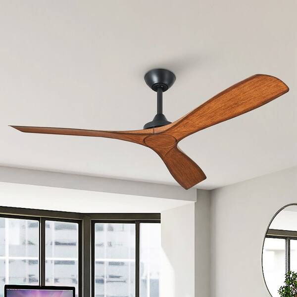 52-inch Walnut ABS 3-Blade Propeller Ceiling Fan without Light - Bed ...
