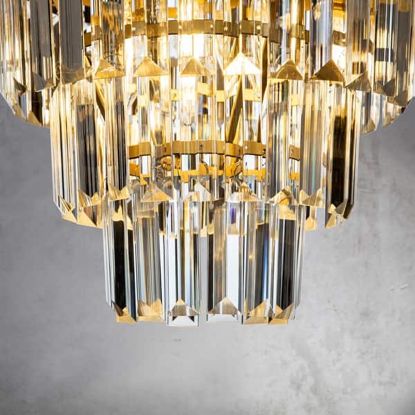 CraftHome 3-Light Elegant Tiered Antique Gold Mini Crystal Chandelier ...